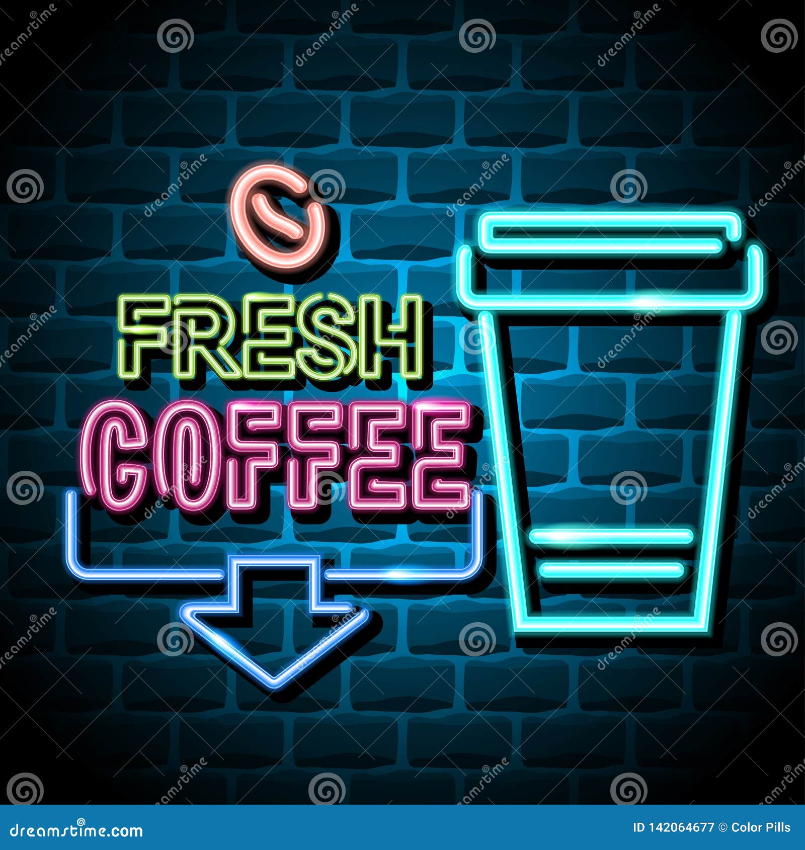 Fresh Coffee Advertising Sign Stock Vector - Illustration of design ...