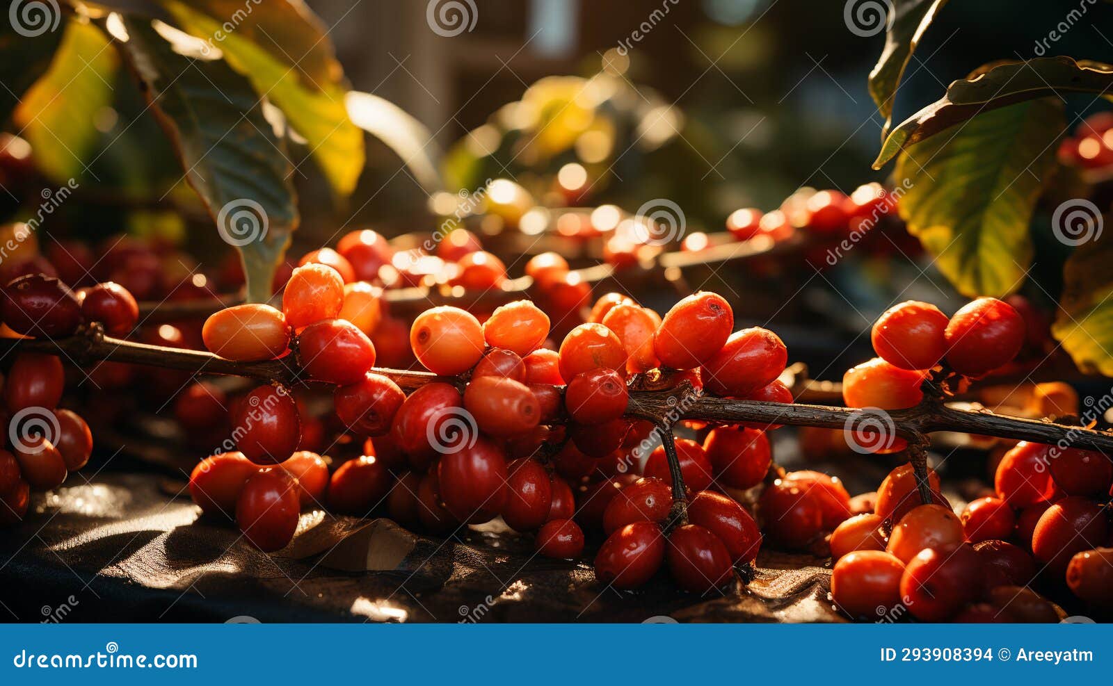 Fresh Coffee Cherry on the Branch. Generatine AI Stock Illustration ...