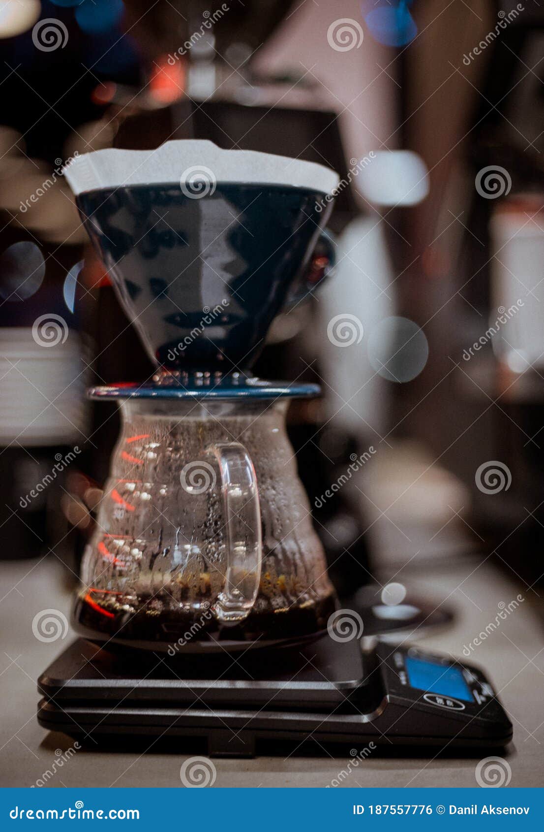Fresh Coffee Percolating into Glass Stock Photo - Image of fresh, glass ...