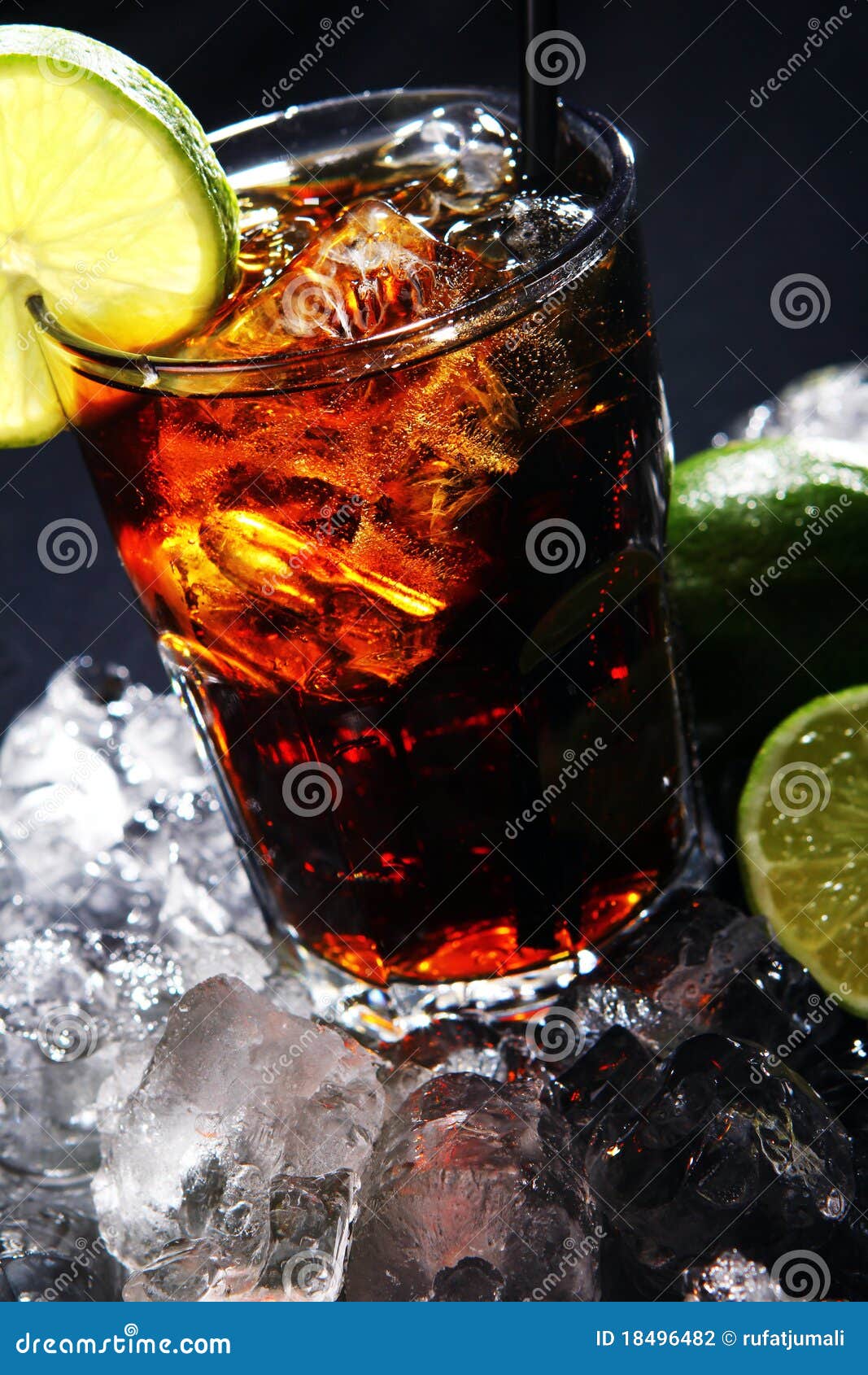 Fresh Cola Drink with Green Lime Stock Photo - Image of cold, glass ...