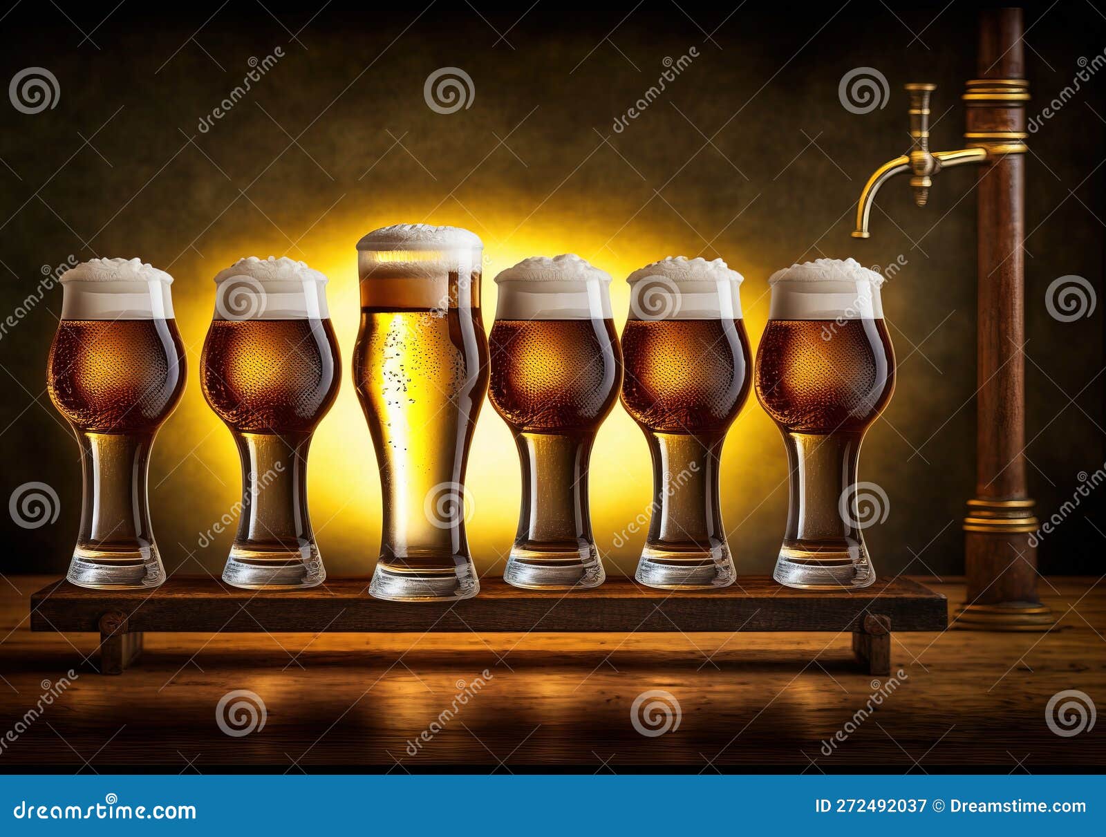 Fresh Cold Beer on a Bar Counter . AI Generated Illustration Stock ...