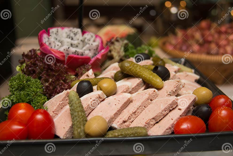 Fresh Cold Cut Platter Served As a Cold Buffet Stock Photo - Image of ...