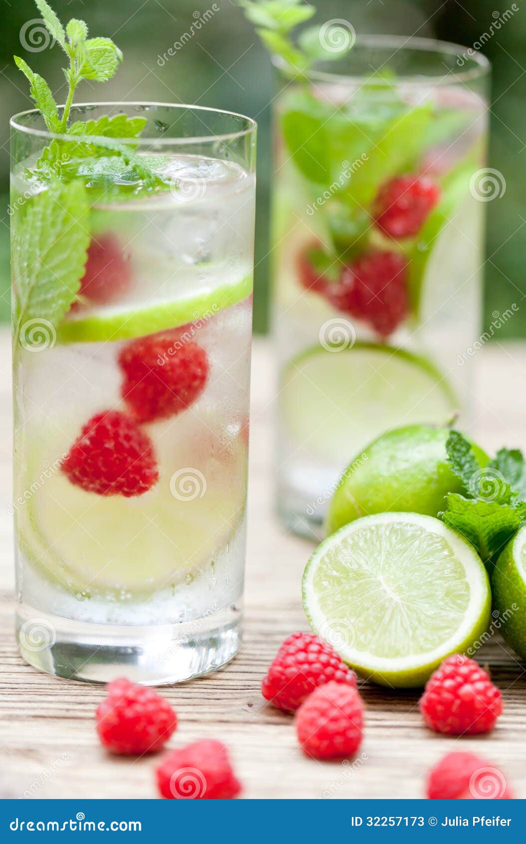 Fresh Cold Drink Water Ice Cubes Peppermint Lime Raspberry Stock Image ...