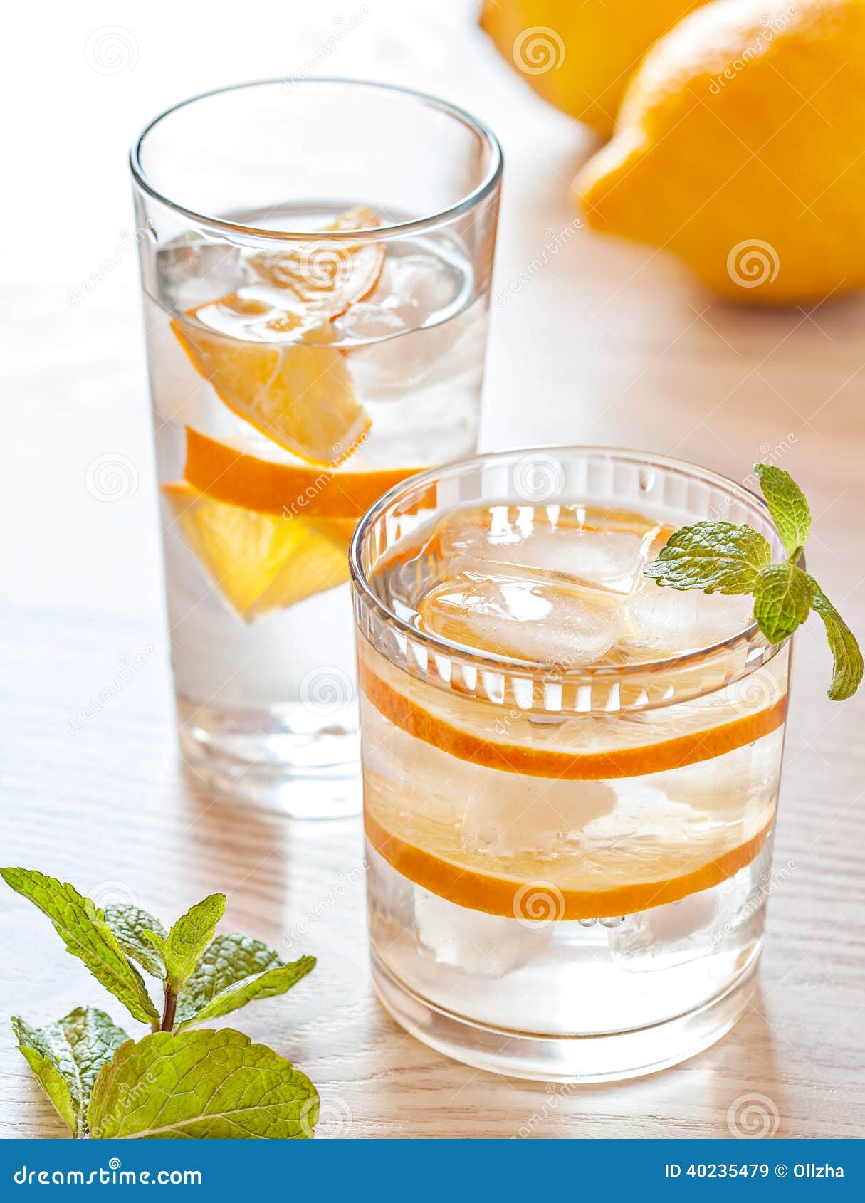 Fresh Cold Lemonade with Lemons Stock Image - Image of green, beverage ...