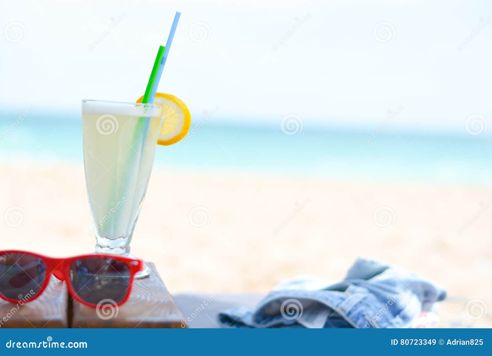 Fresh Cold Lemonade on a Sunny Beach Stock Image - Image of sand ...