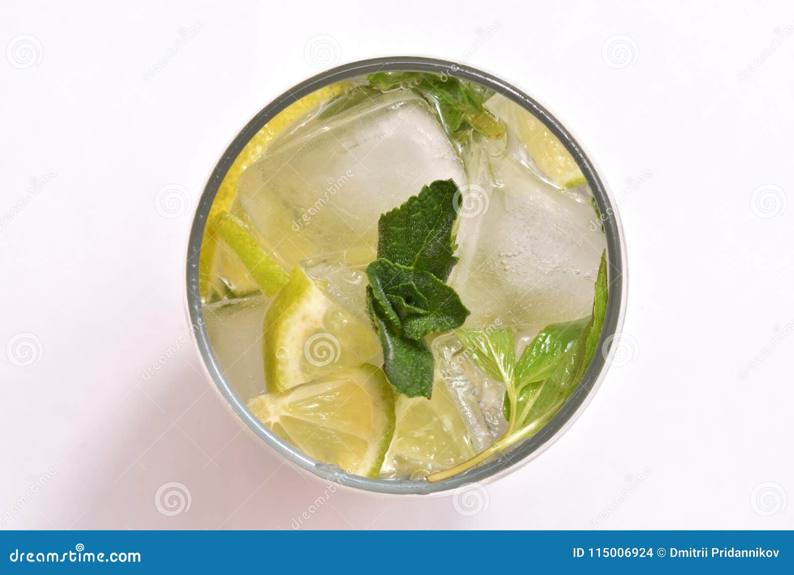 Fresh and Cold Mahito Cocktail on a White Background Top View Stock ...