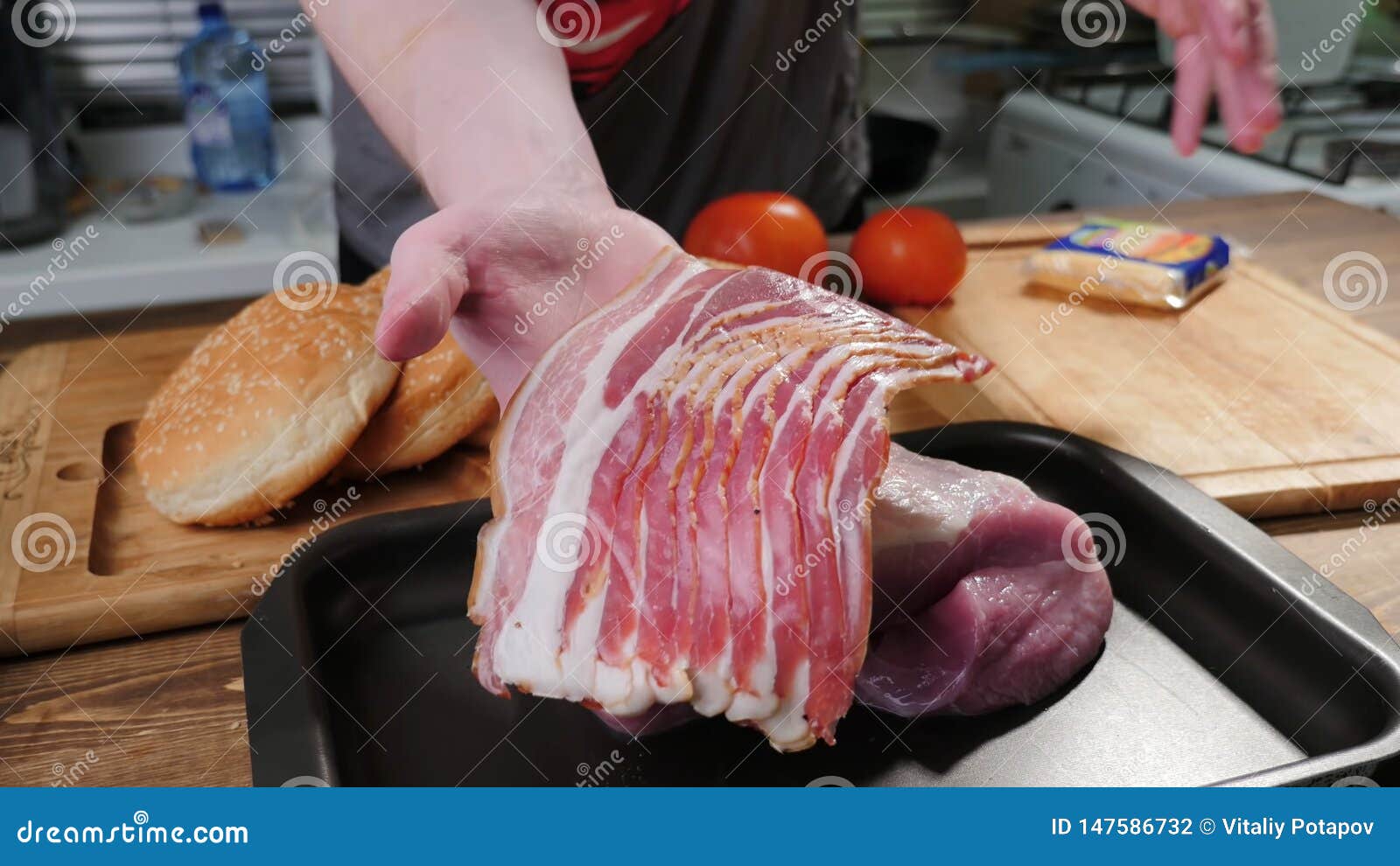 Sliced bacon. Tasty, cook stock photo. Image of gourmet - 147586732