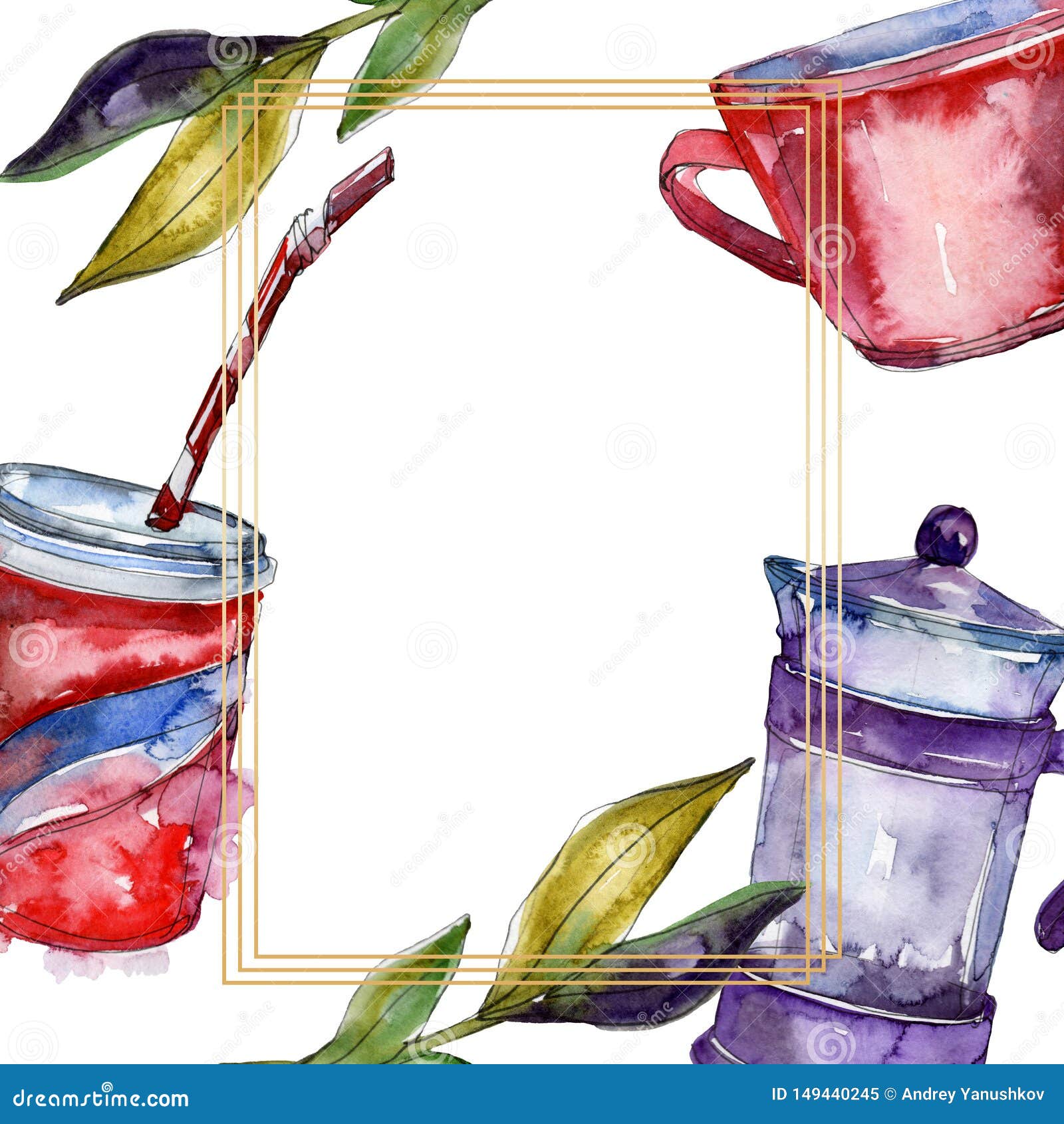 Fresh and Cold Soft Drinks. Watercolor Background Illustration Set ...