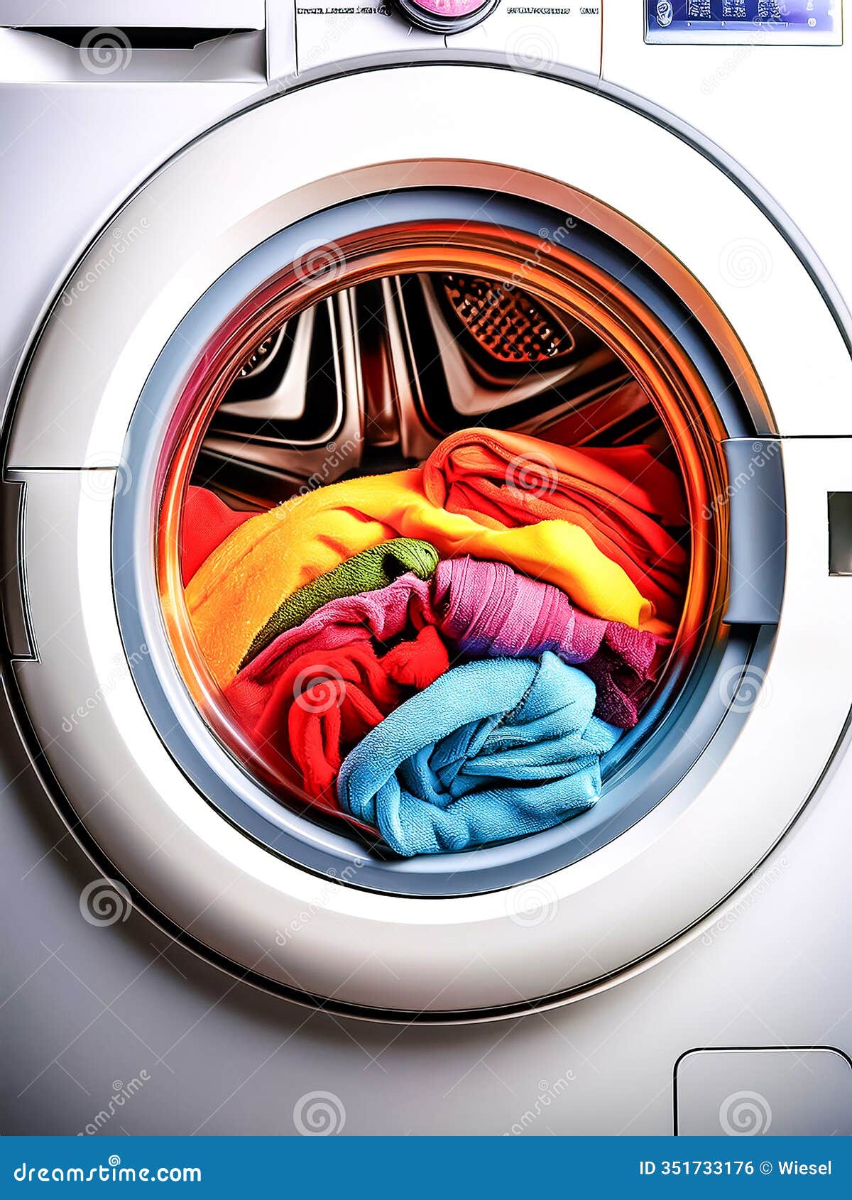 Fresh Colored Laundry in the Washing Machine Stock Illustration ...