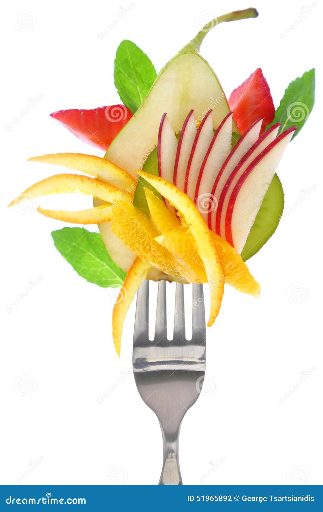 Fresh Colorful Fruits on Fork Stock Photo - Image of diet, food: 51965892