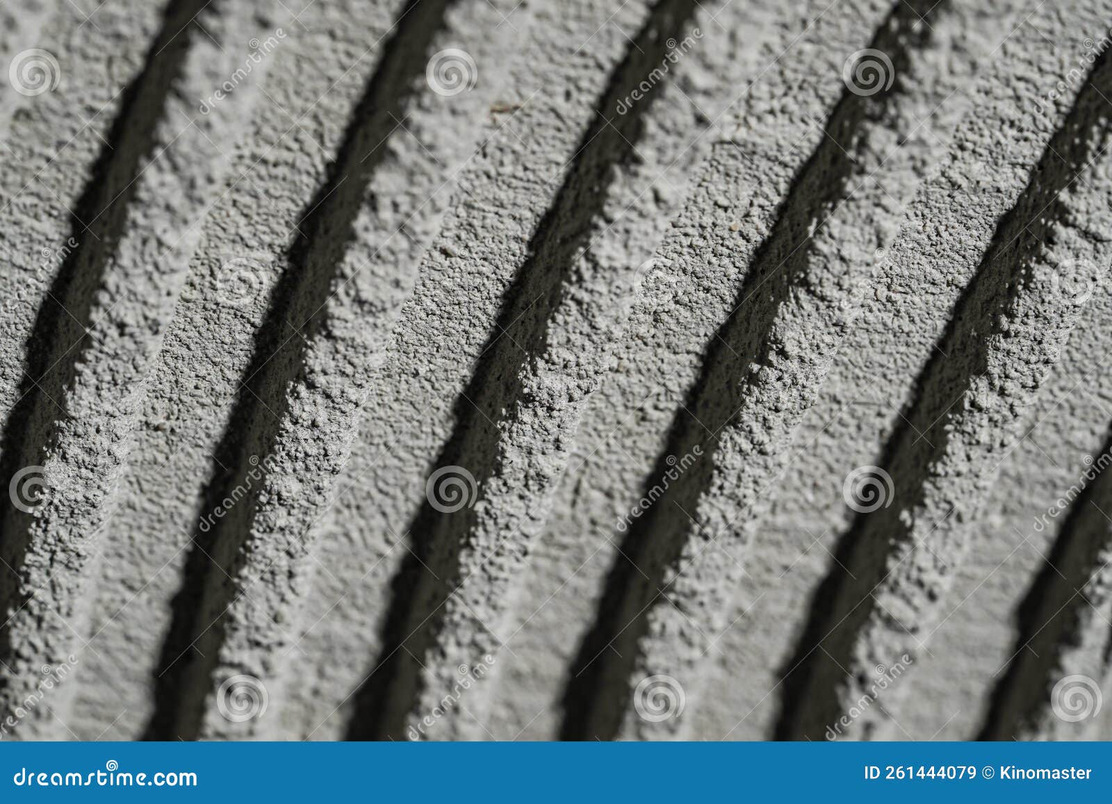 Fresh Concrete Tehture with Patterns of Notched Trowel. Macro Shot of ...