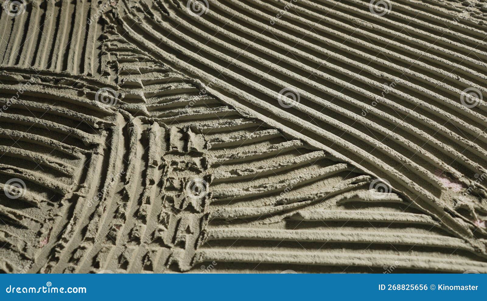 Fresh Concrete Texture with Patterns of Notched Trowel. Macro Shot of ...