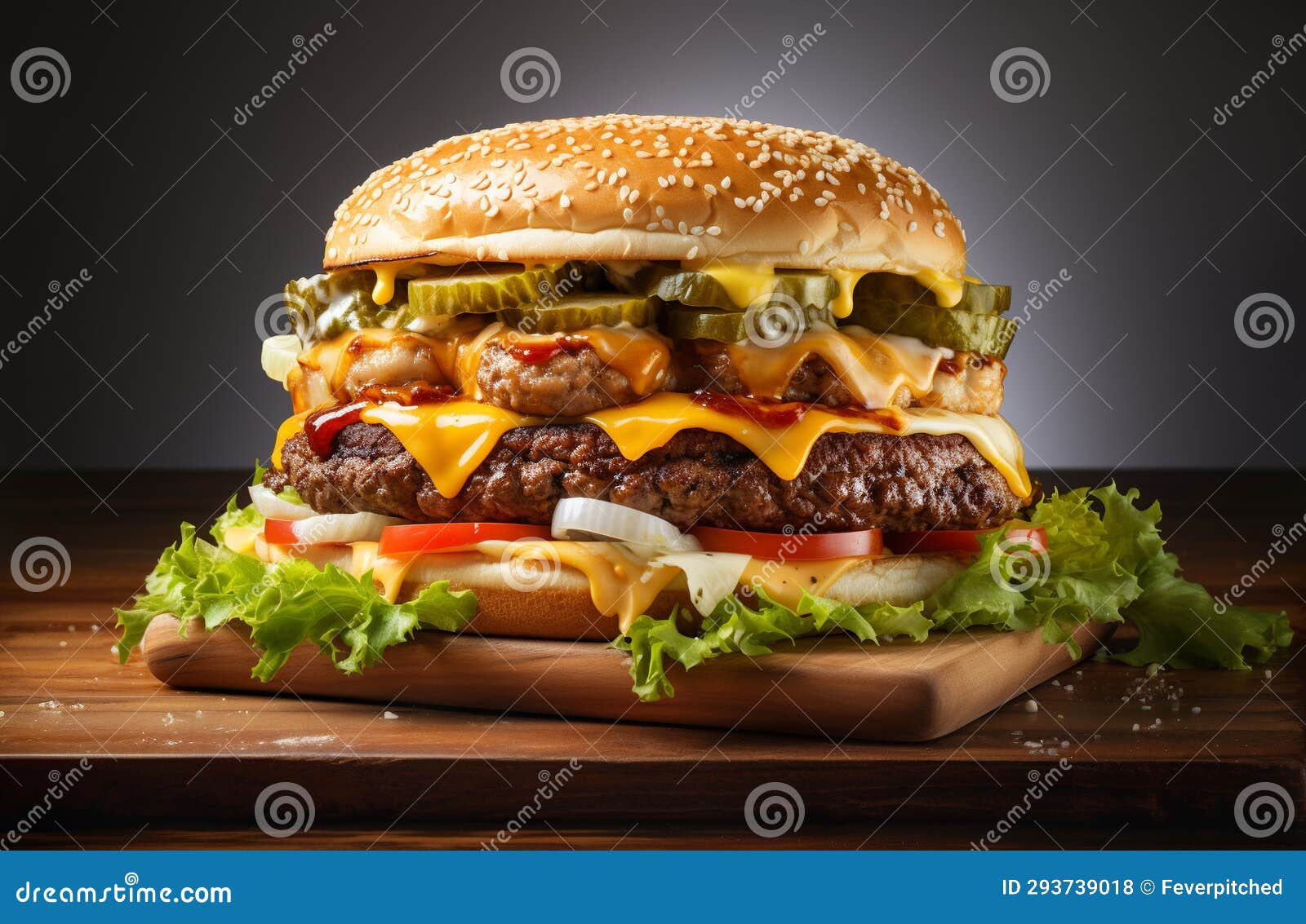 Loaded Delicious Double Cheeseburger with All the Fixings. Generative ...