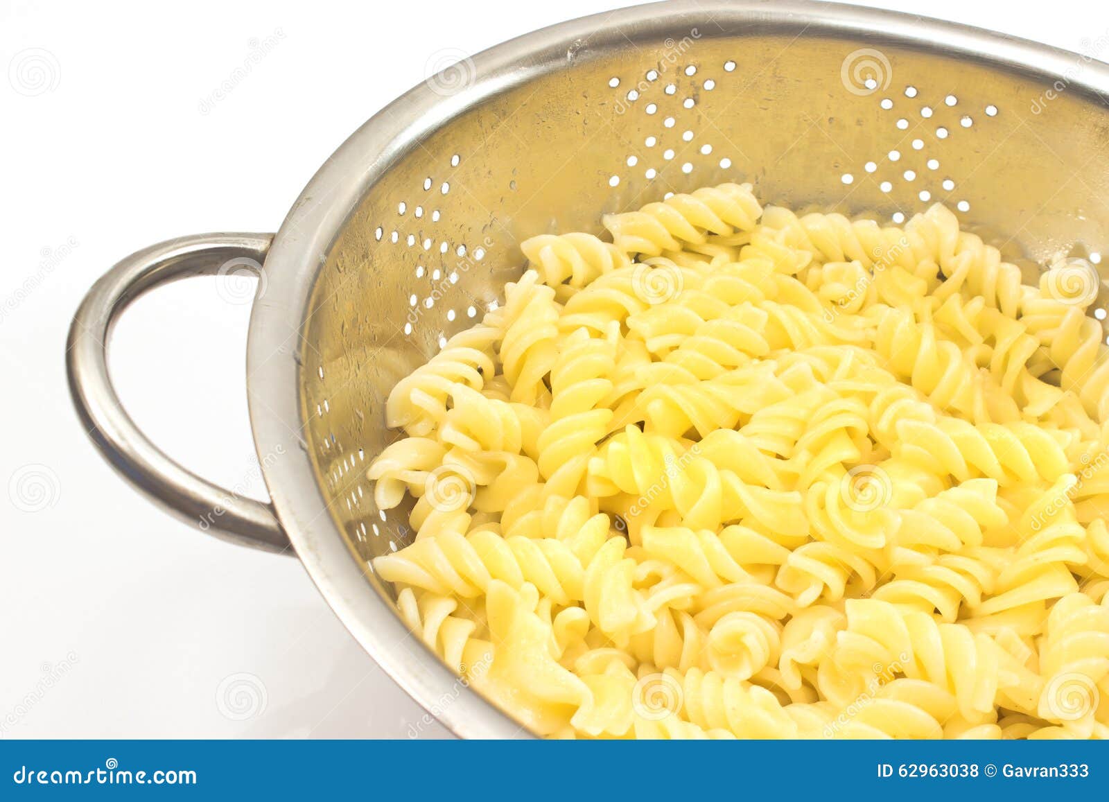 Fresh Cooked Fusilli Pasta in Strainer Stock Photo - Image of cook ...