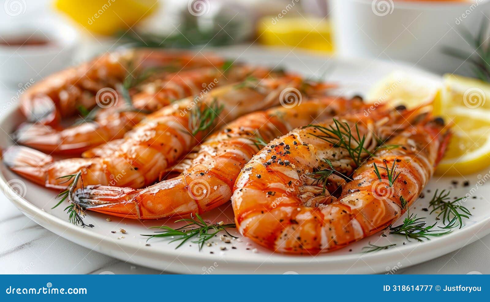 Fresh Cooked Shrimp on Plate. Generative Ai Stock Illustration ...