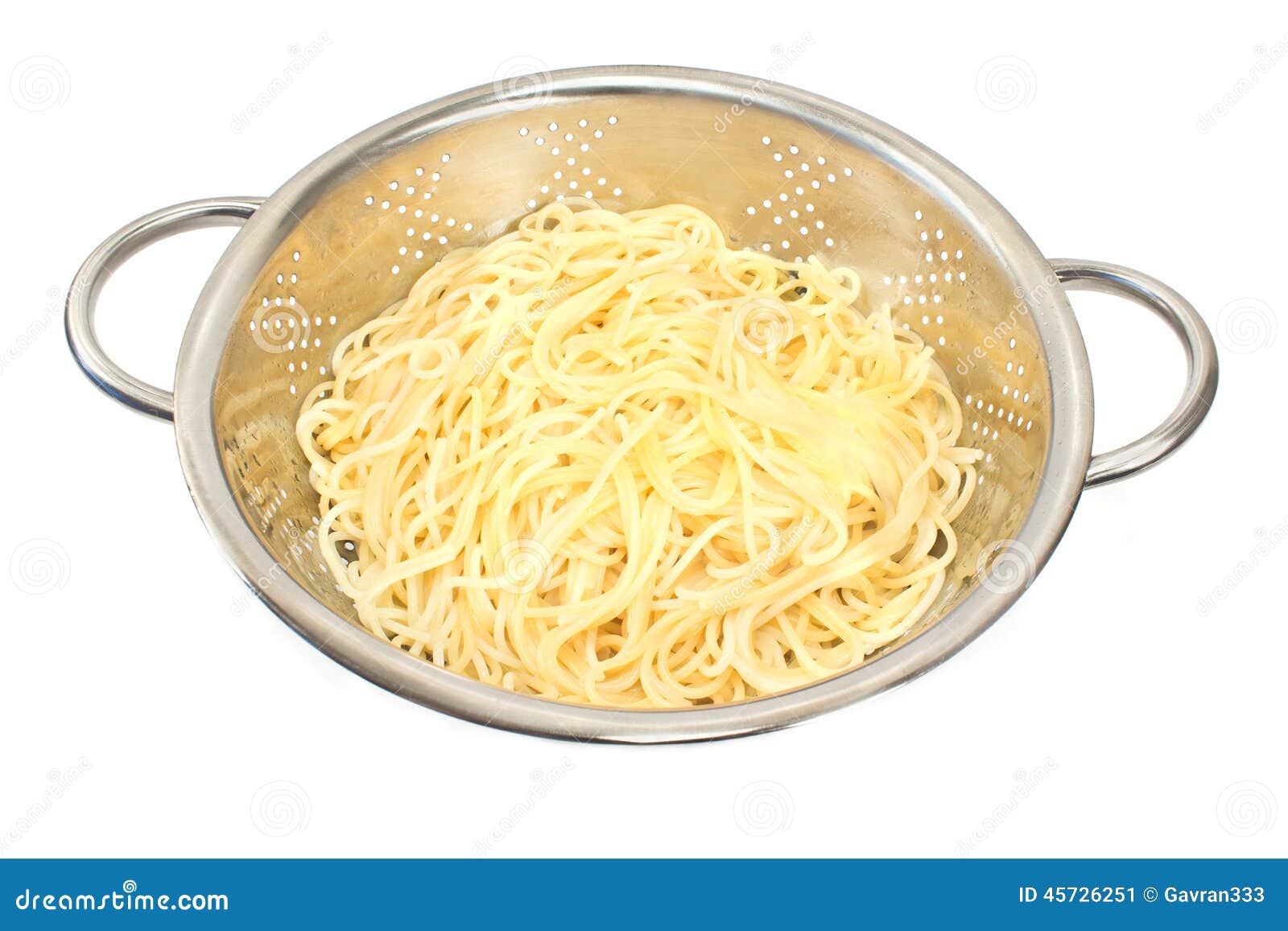 Fresh Cooked Spaghetti in Stainless Strainer Stock Image - Image of ...
