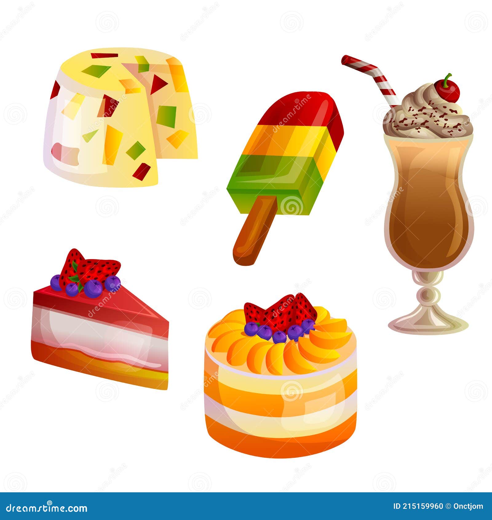 Fresh and Cool Food Game Icon Set Stock Vector - Illustration of sweet ...