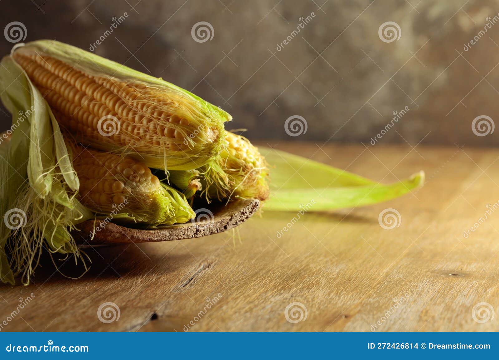Fresh Corn on Cobs on a Wooden Table Stock Photo - Image of farm ...