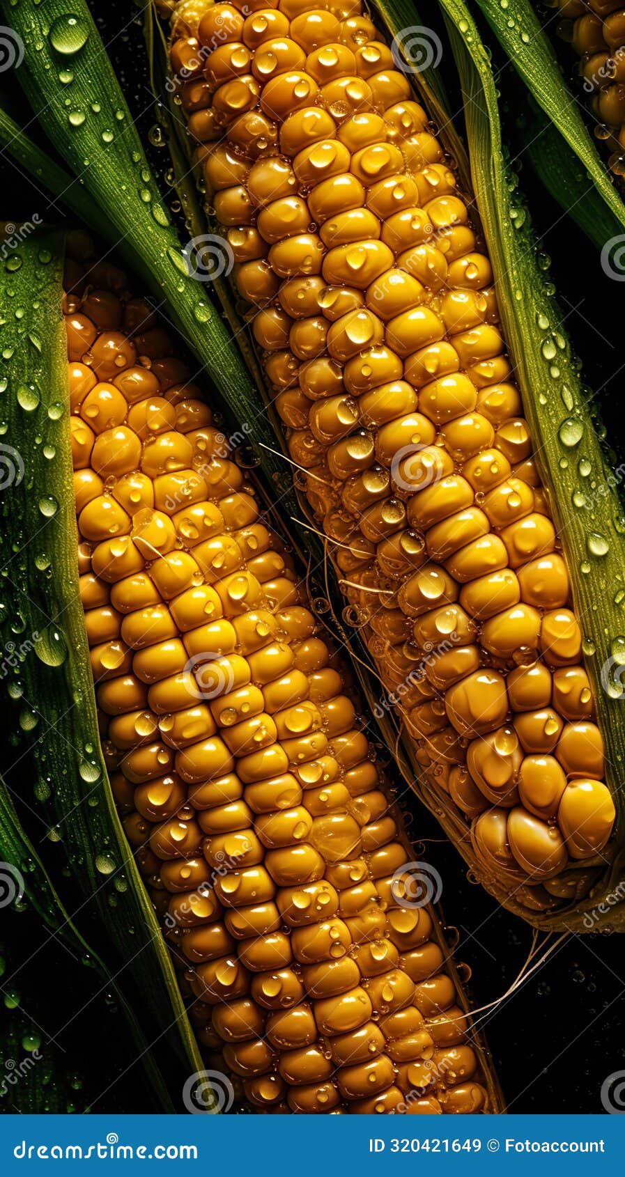 Fresh Corn Top View Concept with Visible Drops of Water - Generative AI ...