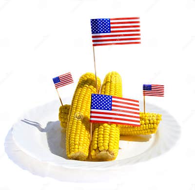 FRESH CORN with US FLAGS stock image. Image of agriculture - 25545259
