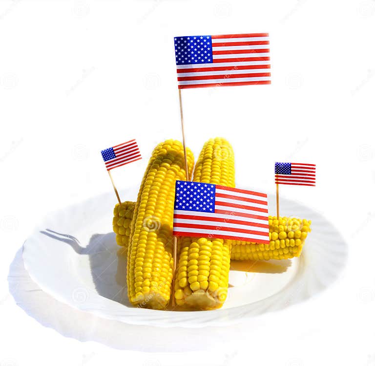 FRESH CORN with US FLAGS stock image. Image of agriculture - 25545259