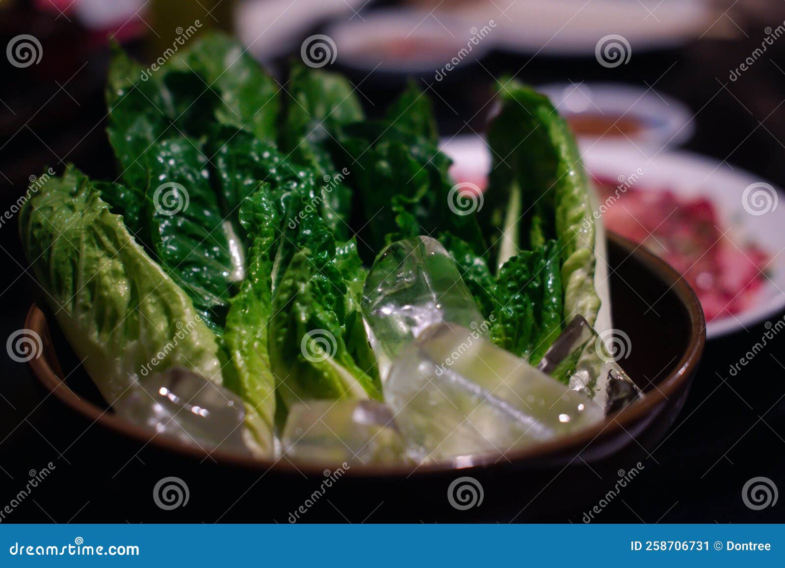 Fresh Cos Vegetables with Ice Cubes Stock Image - Image of healthy ...