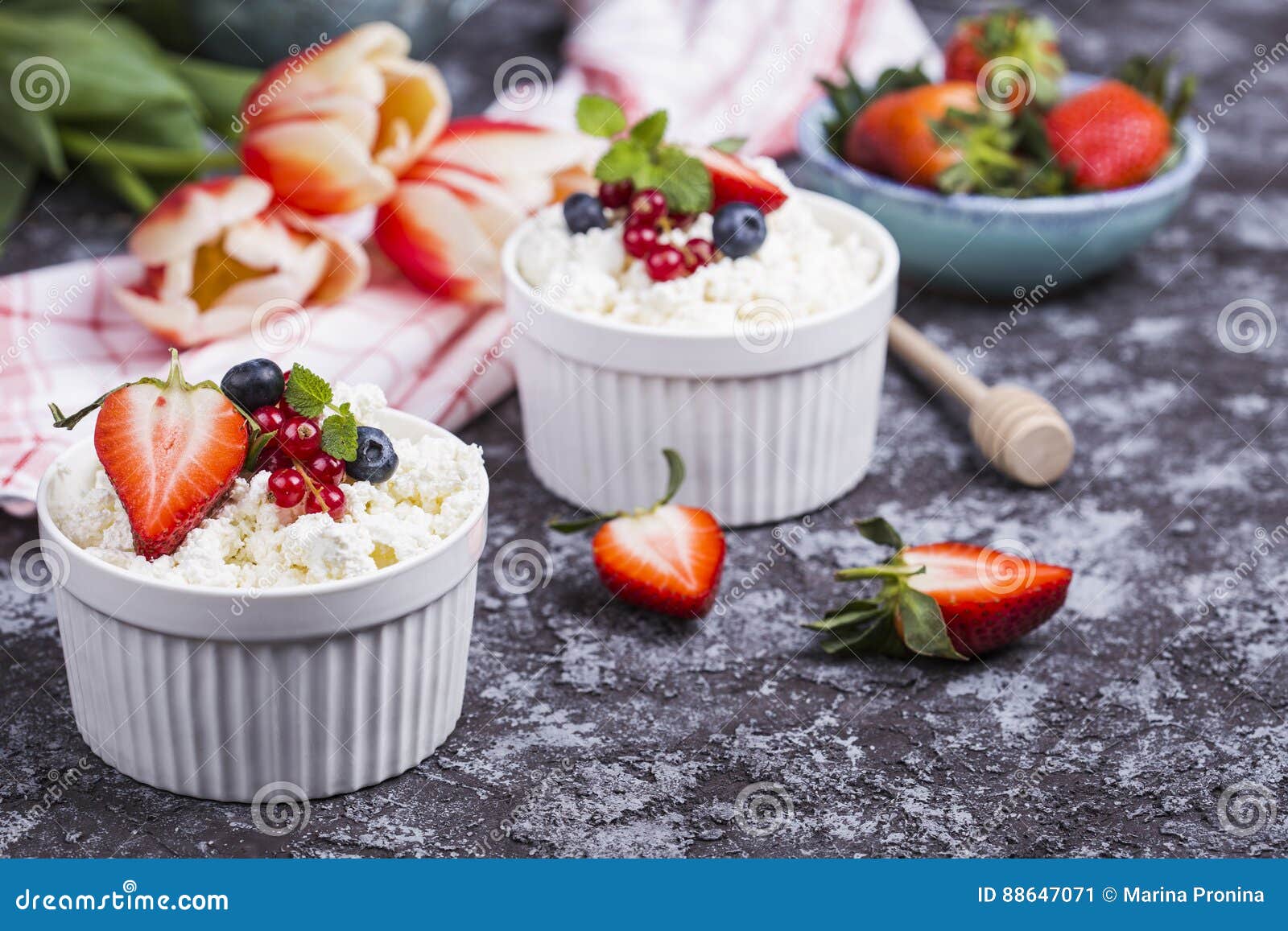 Fresh Cottage Cheese and Berries Stock Image - Image of gourmet, cream ...