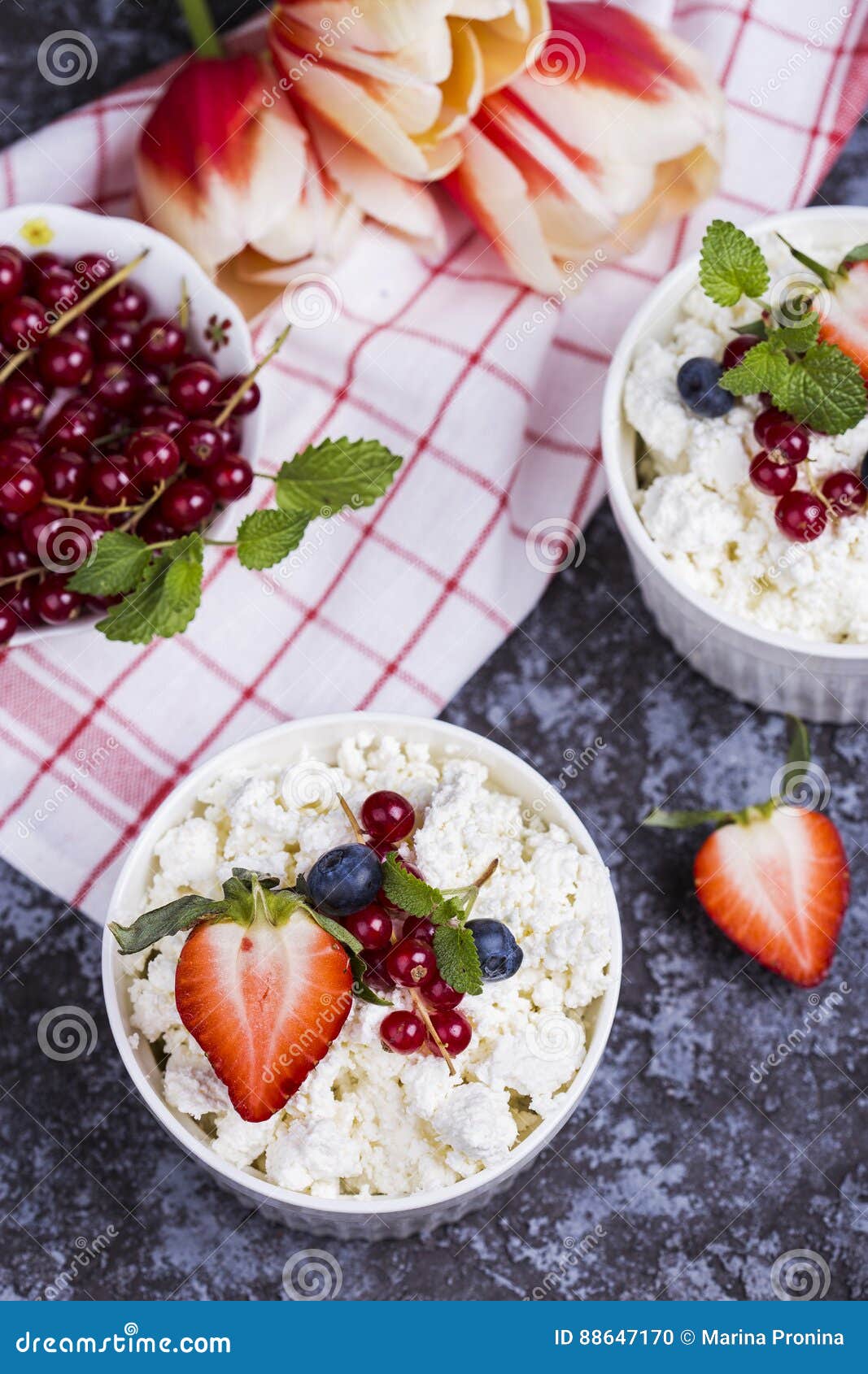 Fresh Cottage Cheese and Berries Stock Photo - Image of dish, diet ...