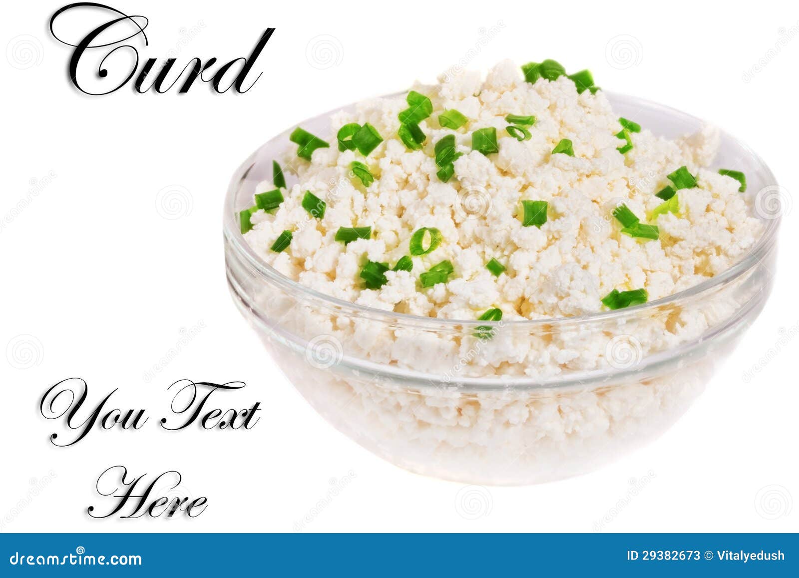 Fresh Cottage Cheese (curd) in Glass Bow, Isolated on White Back Stock ...