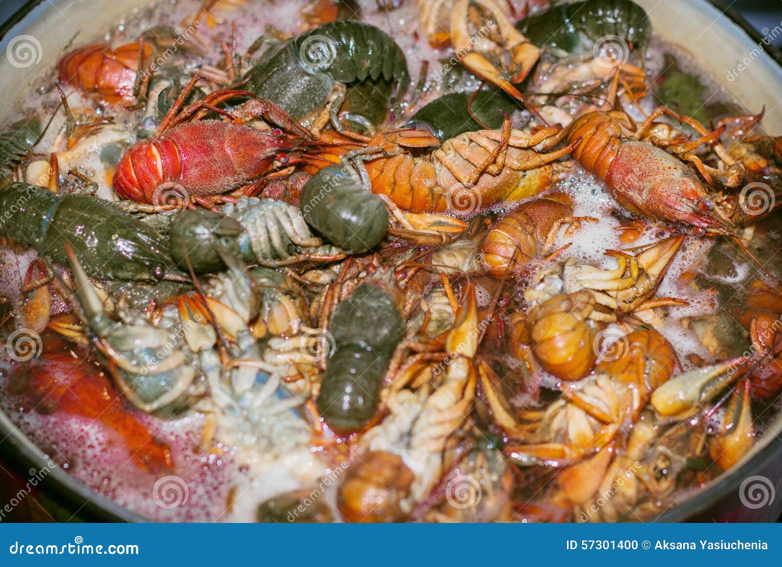 Fresh Crayfish are Cooked in a Pot with Boiling Water Stock Photo ...