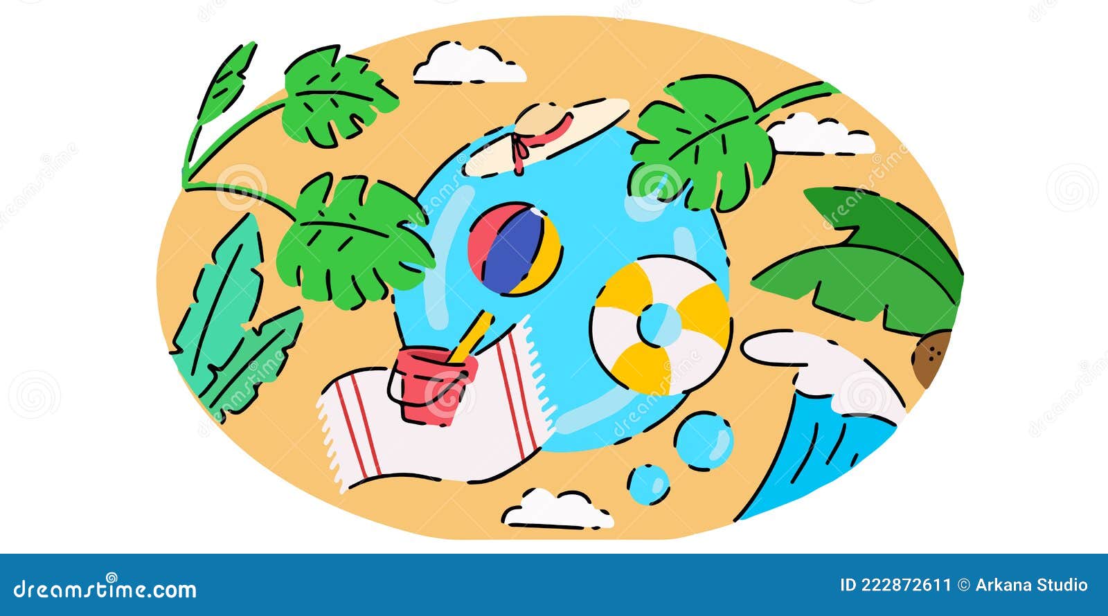 Fresh Creative Summer Themed Doodle Illustration Stock Vector ...