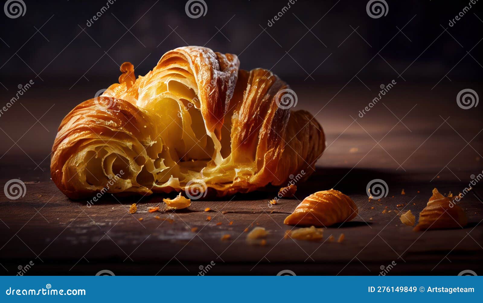 Fresh Crispy Croissant on the Table Close-up. Al Generated Stock ...