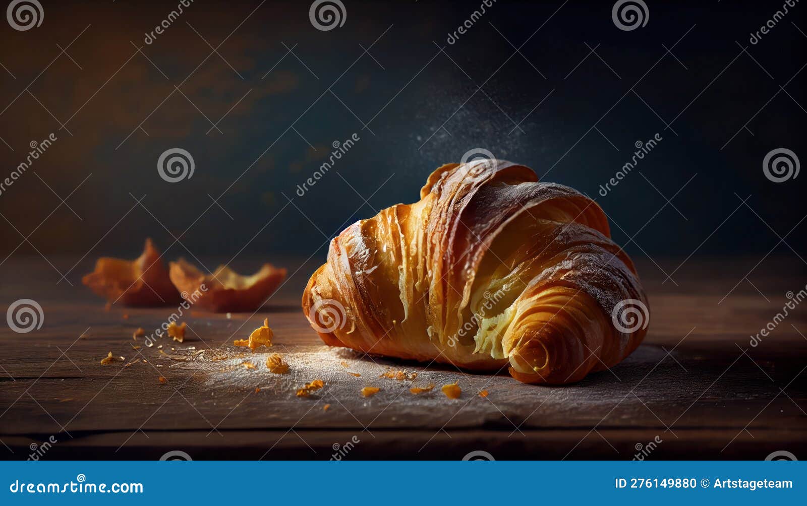 Fresh Crispy Croissant on the Table Close-up. Al Generated Stock Photo ...