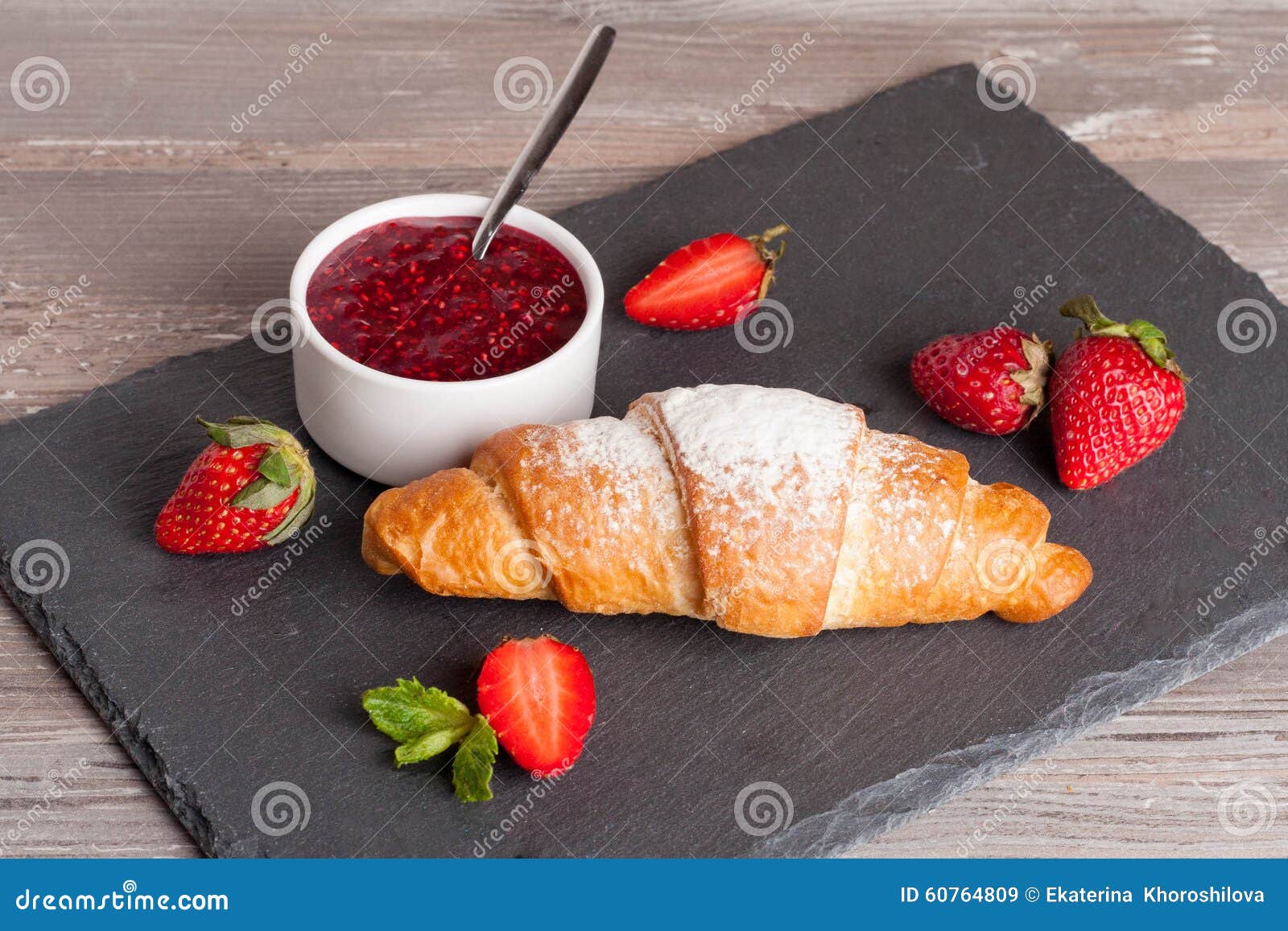 Fresh Croissant with Jam for Breakfast Stock Image - Image of food ...