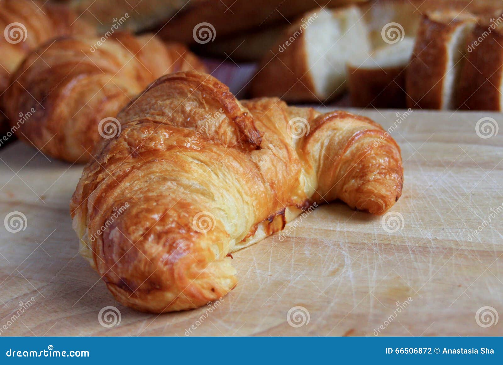 Fresh croissant stock photo. Image of bakery, wooden - 66506872