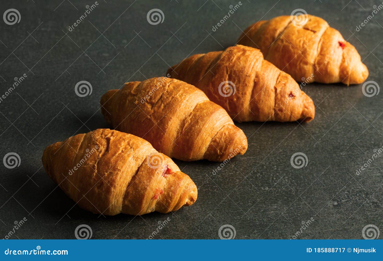 Fresh Croissants on Dark Surface Stock Image - Image of nostalgia, food ...