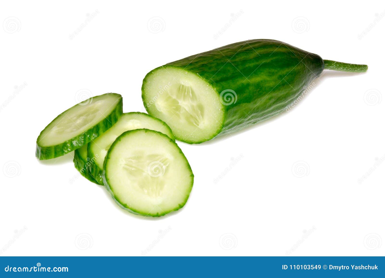 Fresh Cucumber, Chopped Cucumber, Isolated on White. Stock Image ...