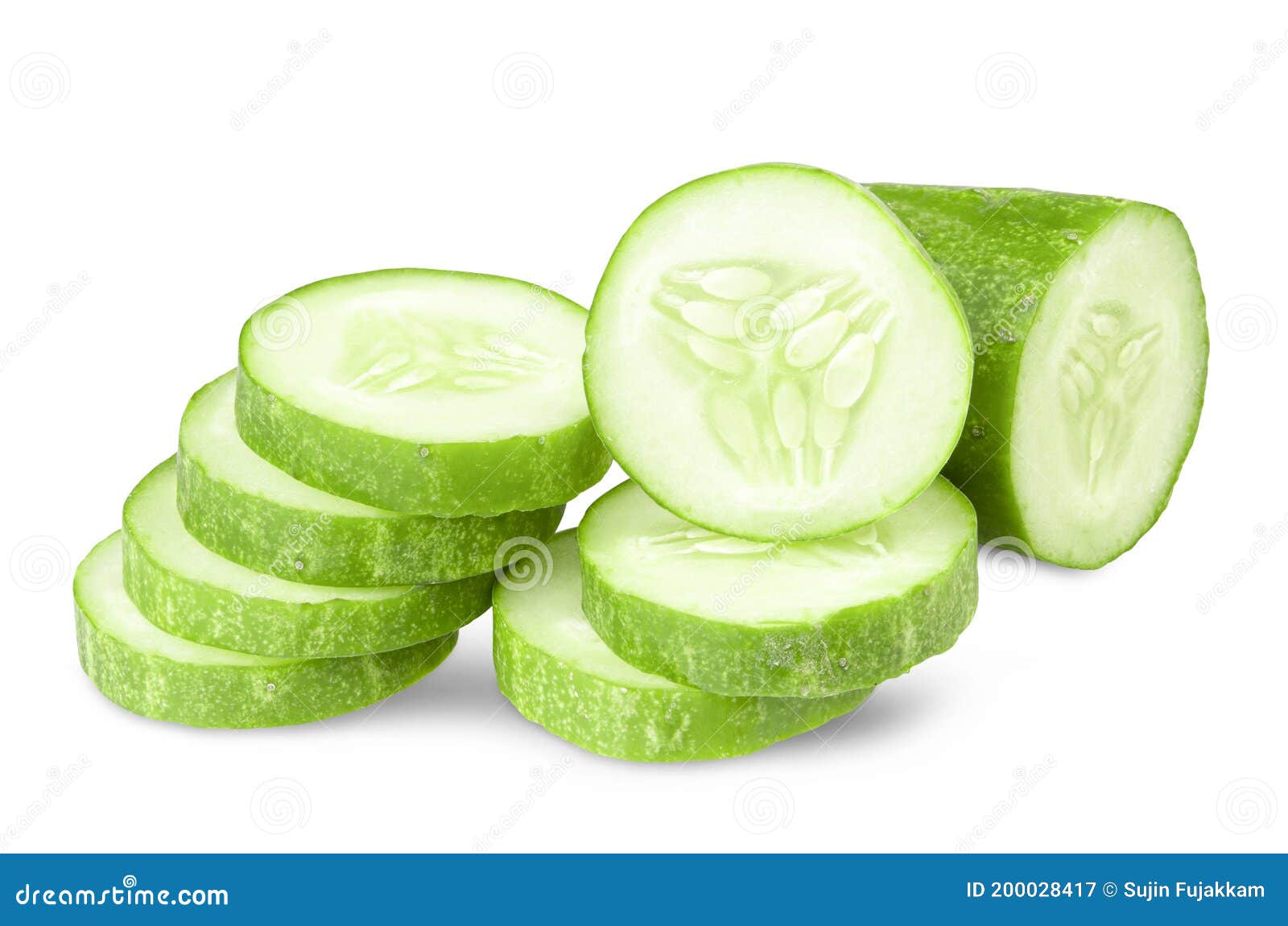 Fresh Cucumber, Chopped Cucumber, Isolated on White Stock Image - Image ...