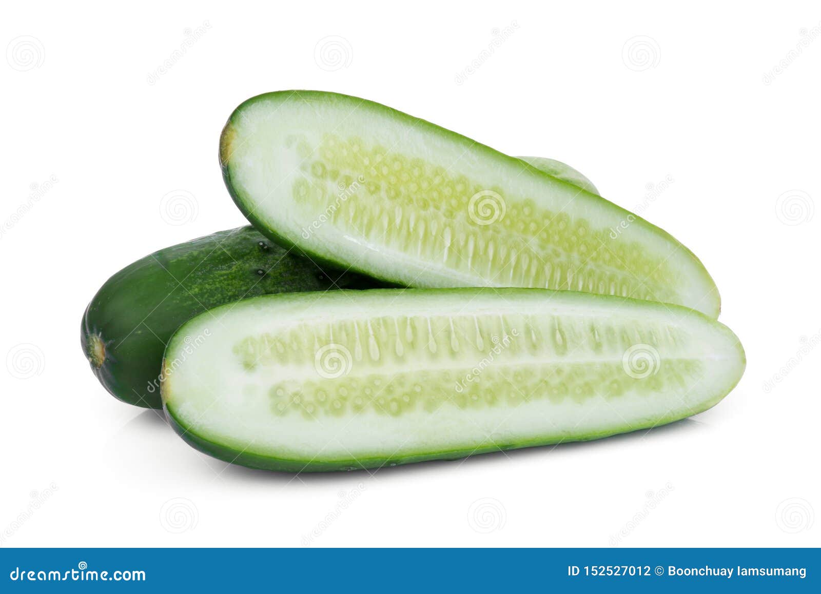 Fresh Cucumber with Half Cut Isolated on White Stock Photo - Image of ...
