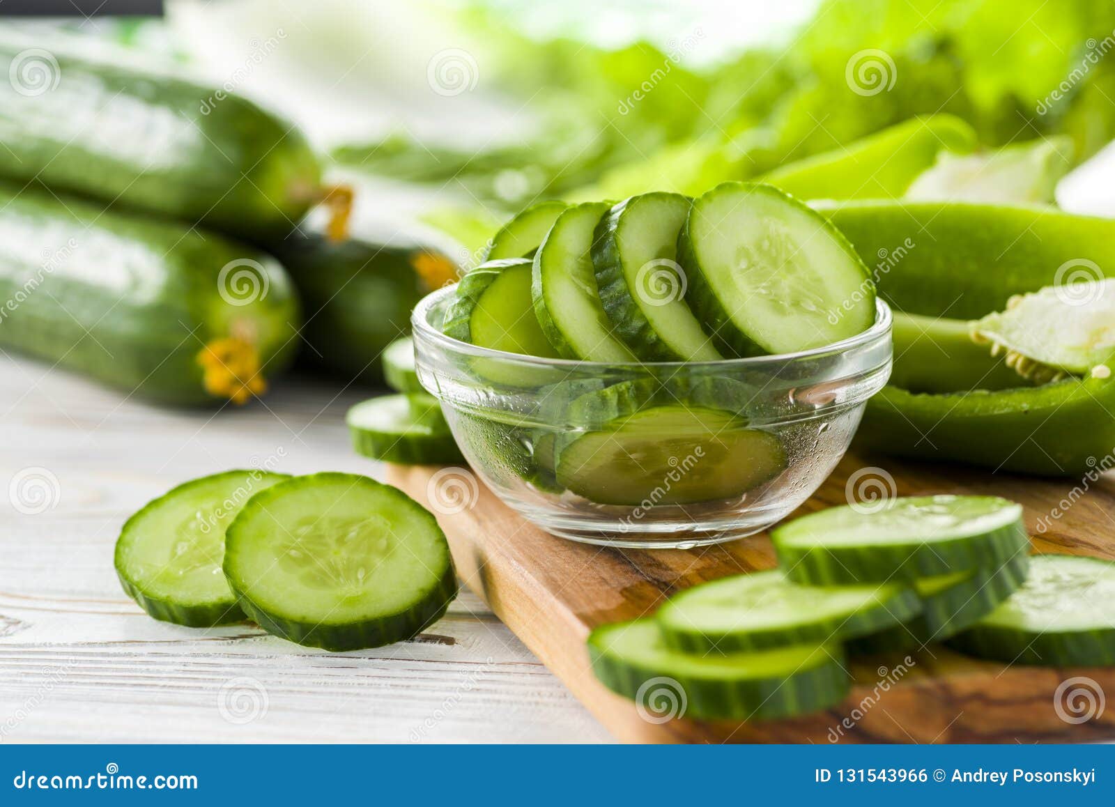 Fresh Cucumber Sliced in a Plate on Table Stock Photo - Image of eating ...