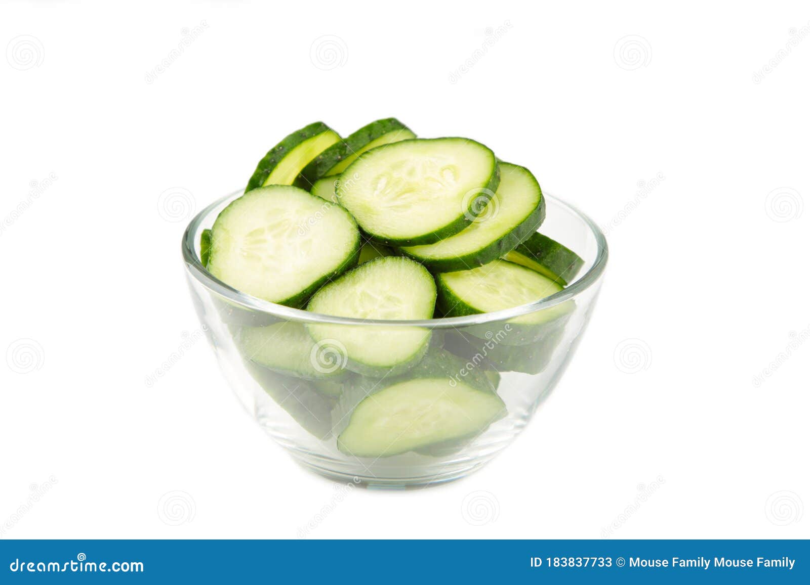 Fresh Cucumber Slices in Bowl Isolated on White Background Stock Image ...