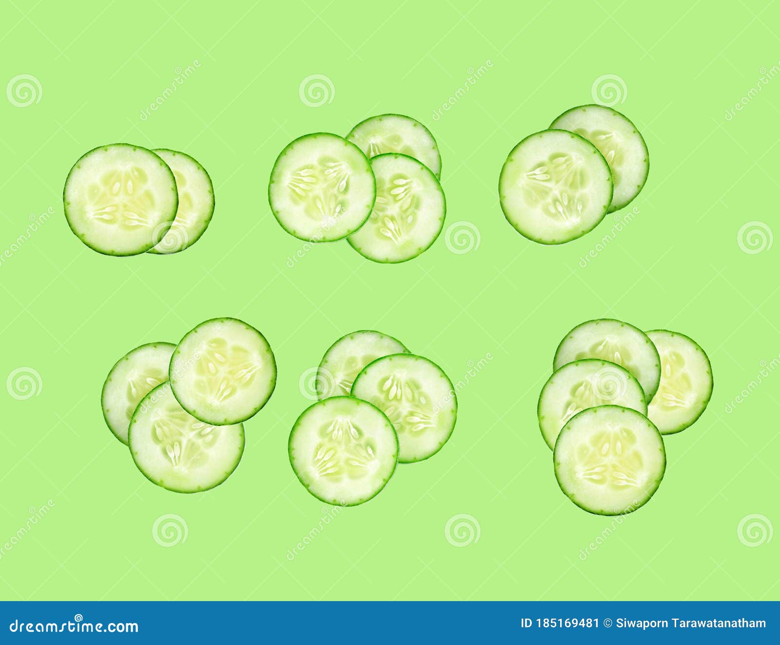 Fresh Cucumber Top View on Green Background Stock Image - Image of ...