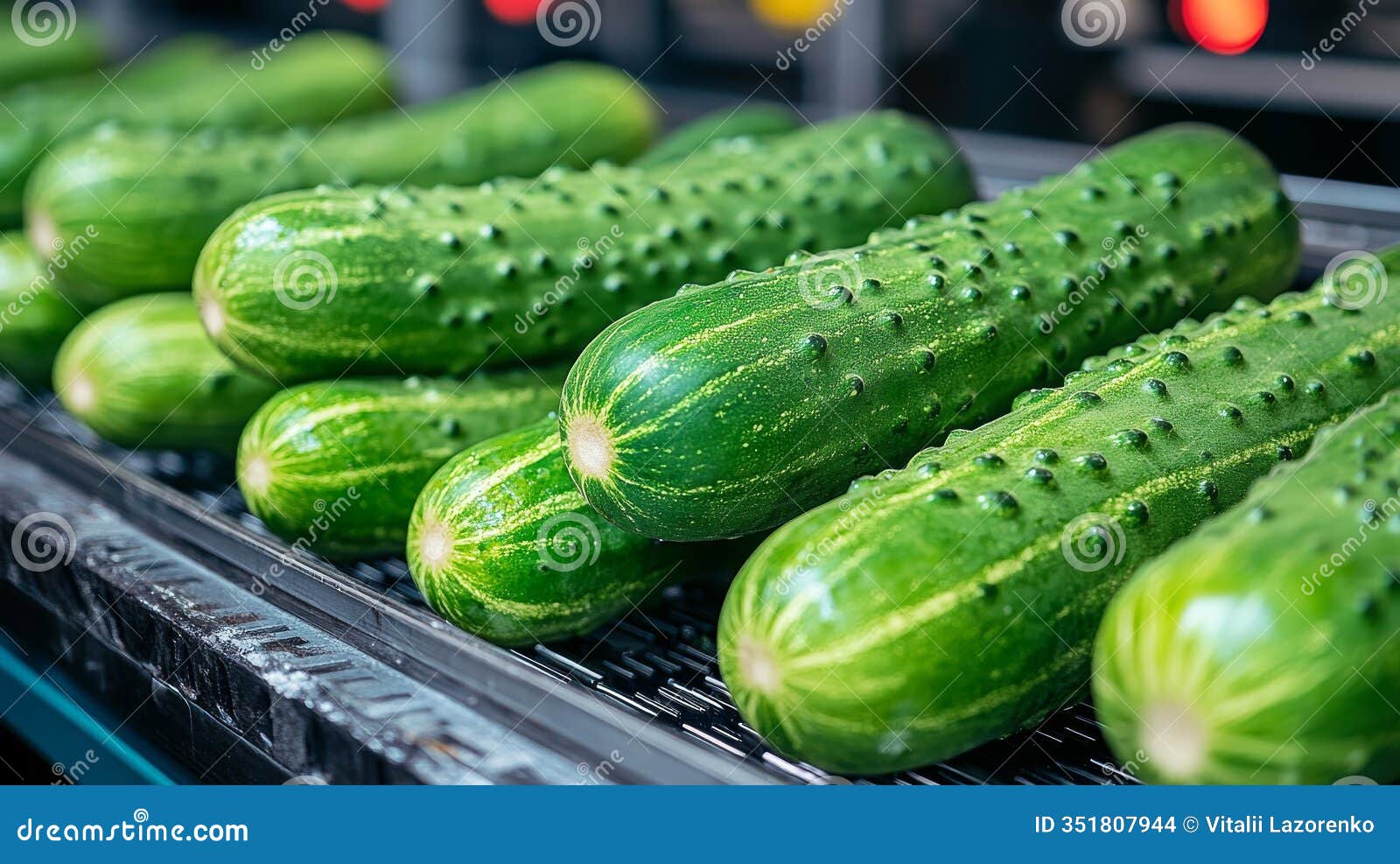 Fresh Cucumbers on Conveyor at Processing Plant for Quality Inspection ...
