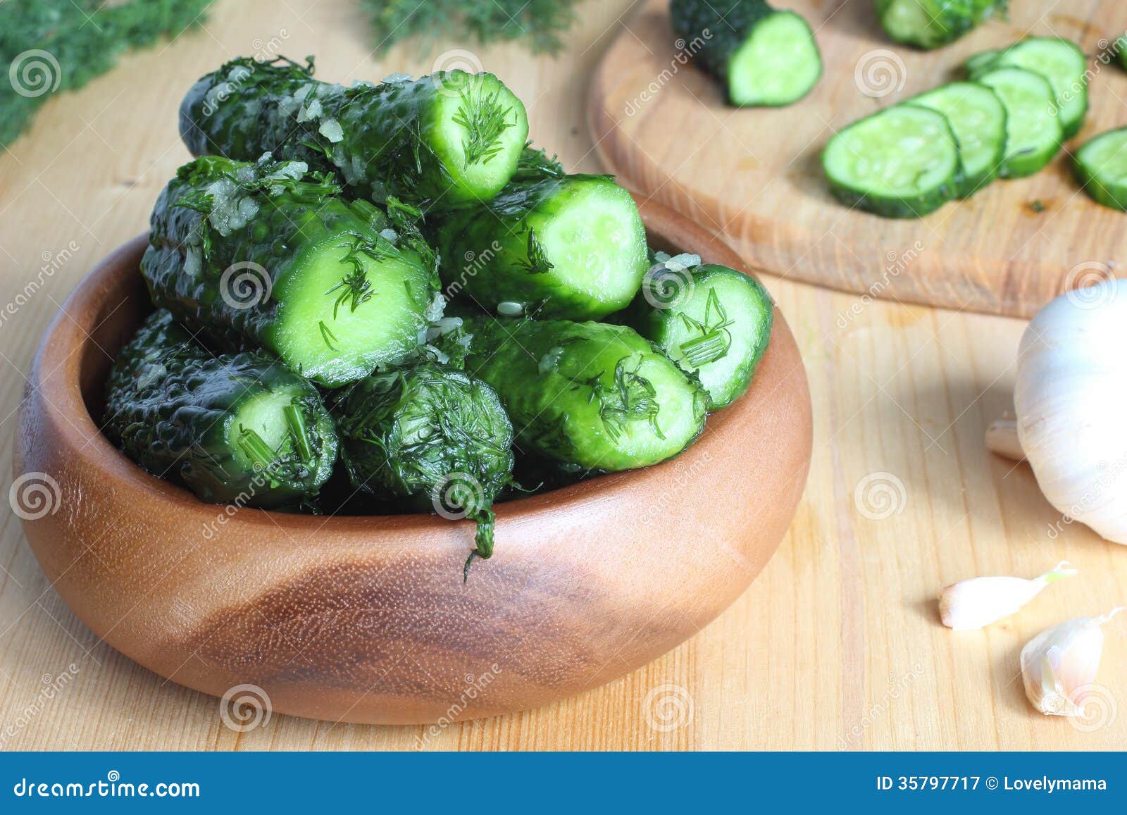 Fresh Cucumbers with Salt, Garlic Stock Image - Image of rustic ...