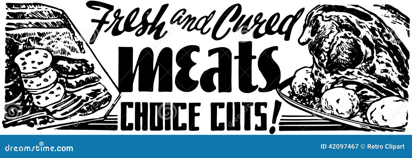 Fresh and Cured Meats stock vector. Illustration of headers - 42097467