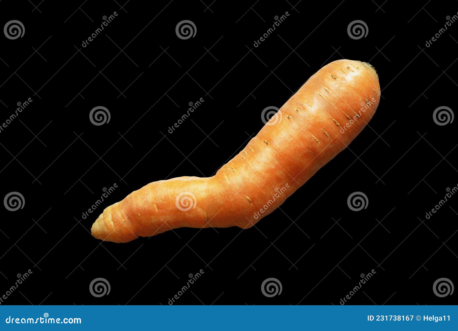 Fresh Curved Carrot, Isolated on Black. Strange Vegetables Stock Image ...