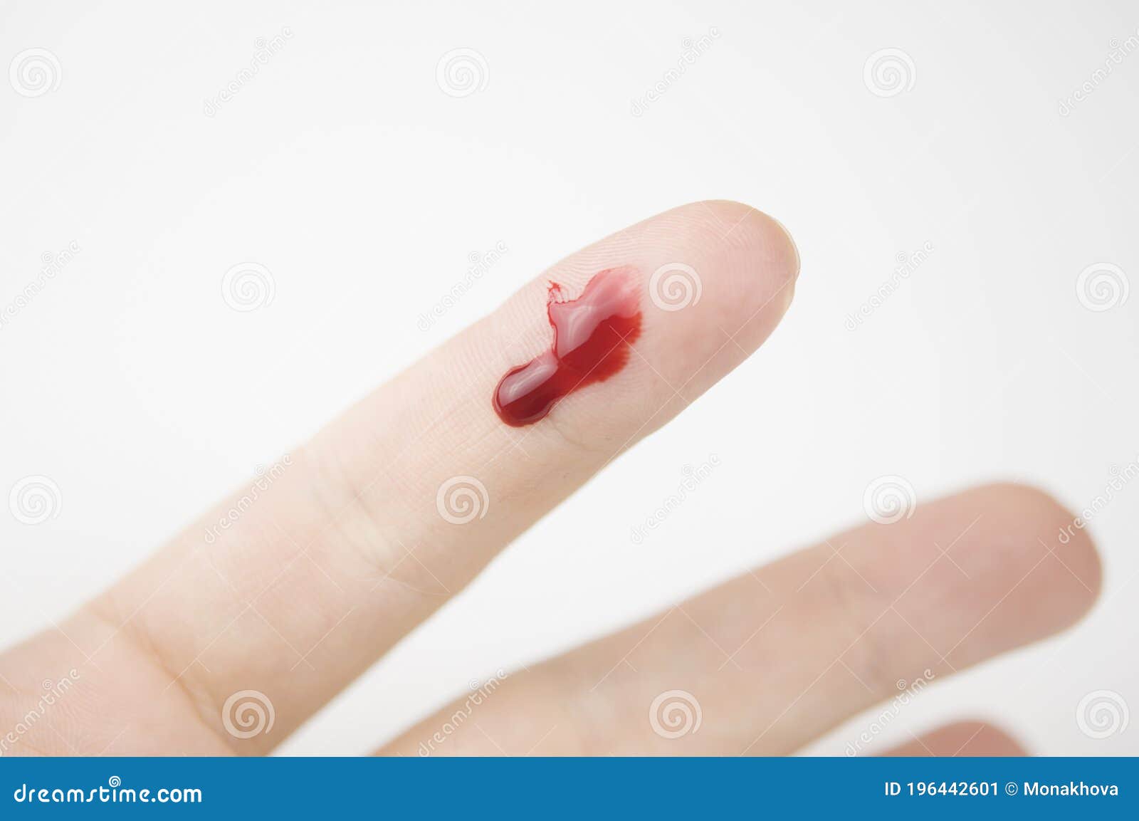 Fresh Cut with a Drop of Blood on the Finger Stock Image - Image of ...