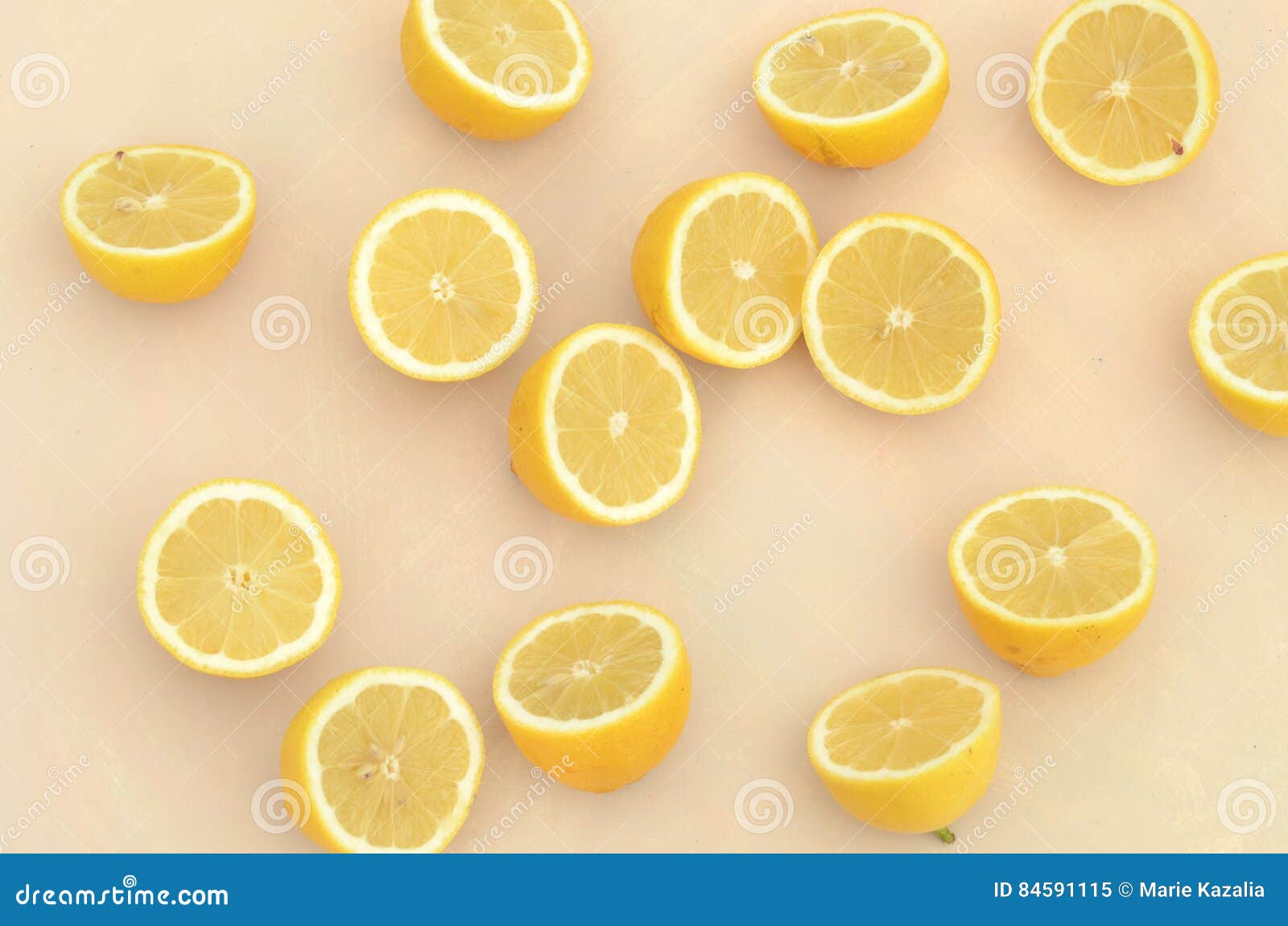 Fresh Cut Lemon Halves Viewed from Overhead Stock Image - Image of ...