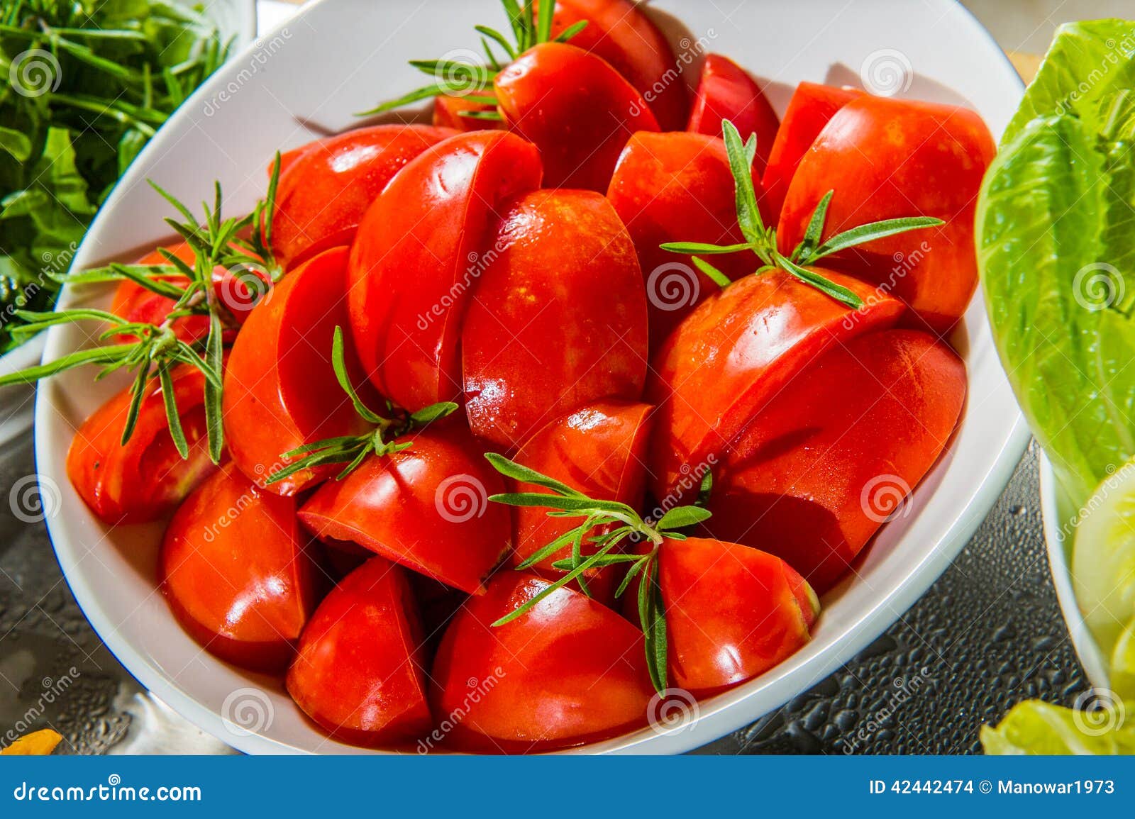 Fresh cut tomatoes. stock photo. Image of juicy, vegetable - 42442474