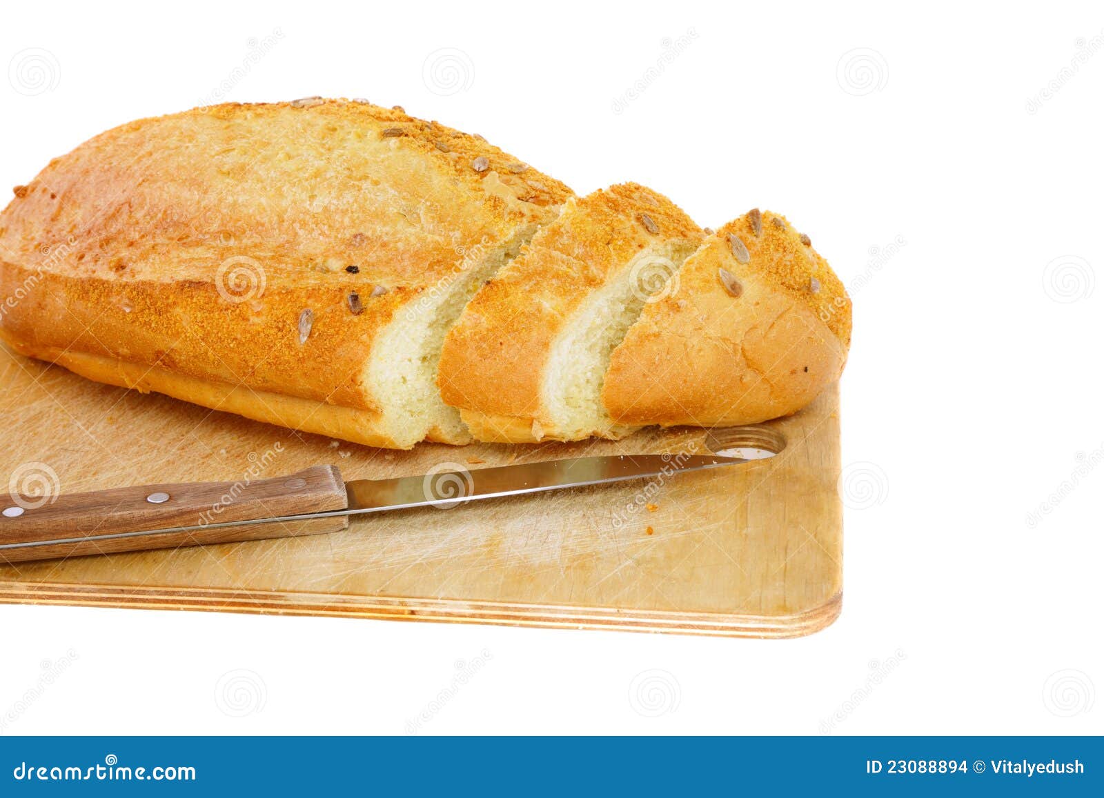 Fresh Cutting Bread. Isolated Stock Photo - Image of freshly, bakery ...